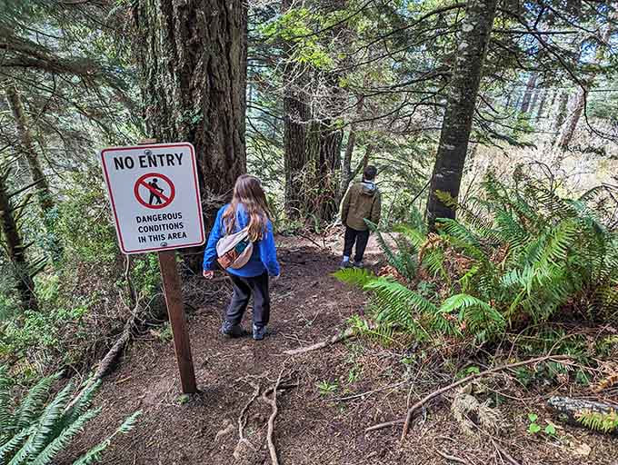 Those warning signs aren't kidding around, folks. Stay on the trail and keep all your limbs attached.