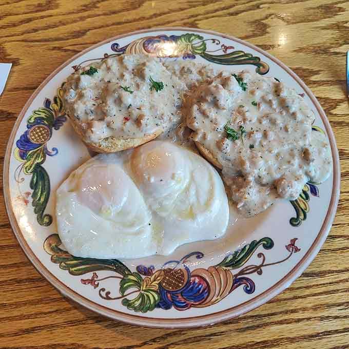 Biscuits blanketed in sausage gravy prove that comfort food doesn't need to be complicated to be absolutely perfect.