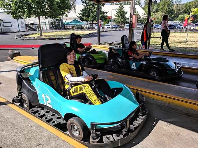 Go-karts: because sometimes you need to settle family disputes at five miles per hour with bumpers involved.