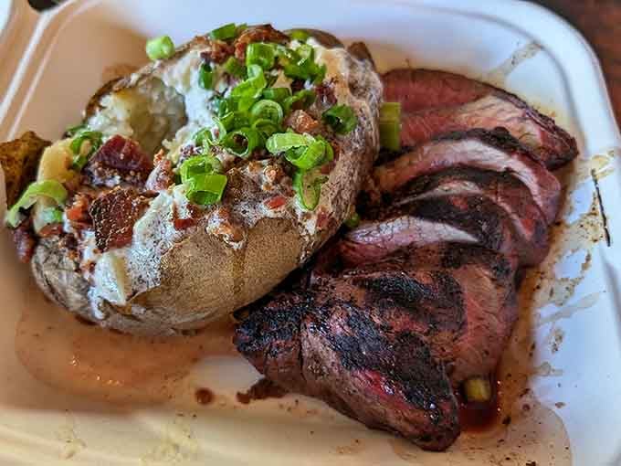 Perfectly grilled steak meets a loaded baked potato in a partnership more successful than any Hollywood power couple.