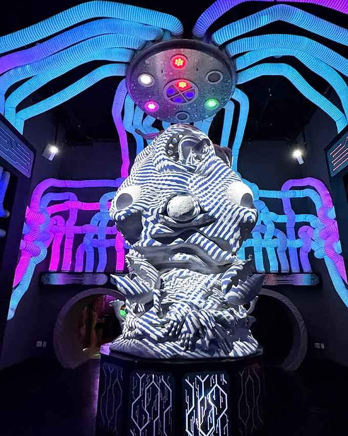 This striped creature appears to be meditating on the meaning of psychedelic existence.