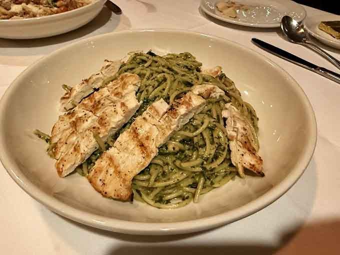 Grilled chicken over pesto pasta proves that simple done right beats complicated done wrong every single time.