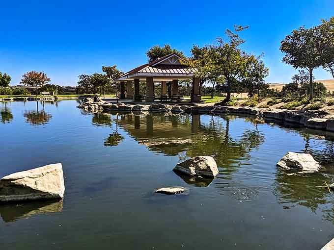 A lakeside pavilion where the only agenda is watching ripples and pretending your phone doesn't exist for once.