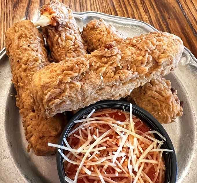 These aren't cheese sticks, they're cheese logs that require both hands and a solid game plan to finish.