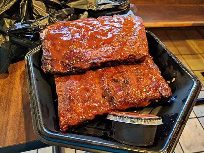 Ribs so tender they practically fall off the bone before you even pick them up, pure barbecue poetry.
