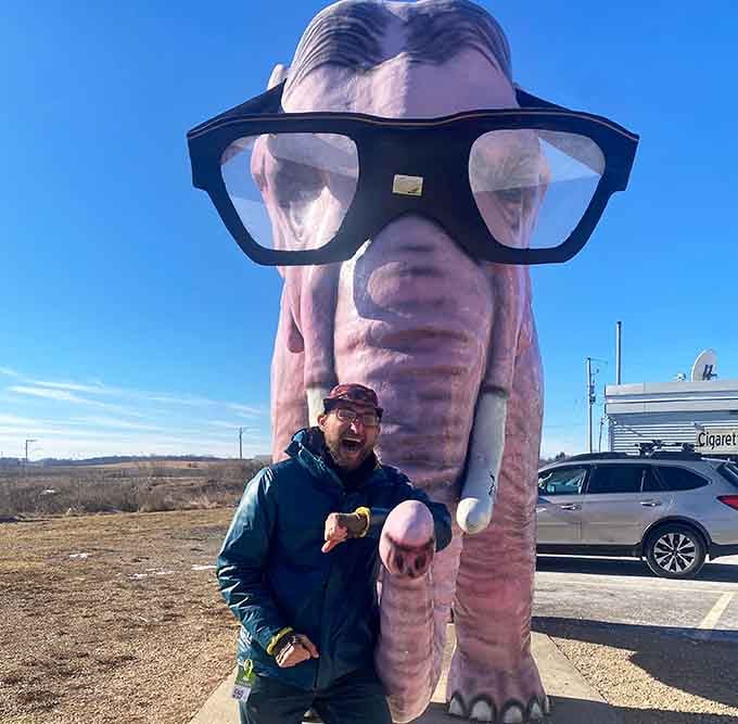 Scale is everything, and this visitor proves that standing next to greatness makes for unforgettable memories.