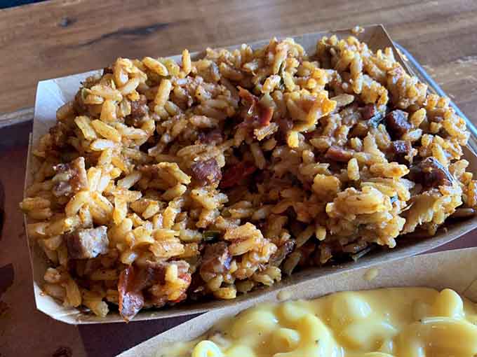 Jambalaya this golden and loaded proves that barbecue joints can multitask when they put their minds to it.