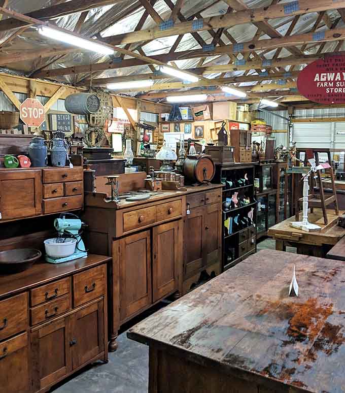 Hickory Mountain Antiques sprawls like your uncle's garage, except everything here is actually worth keeping and displaying.