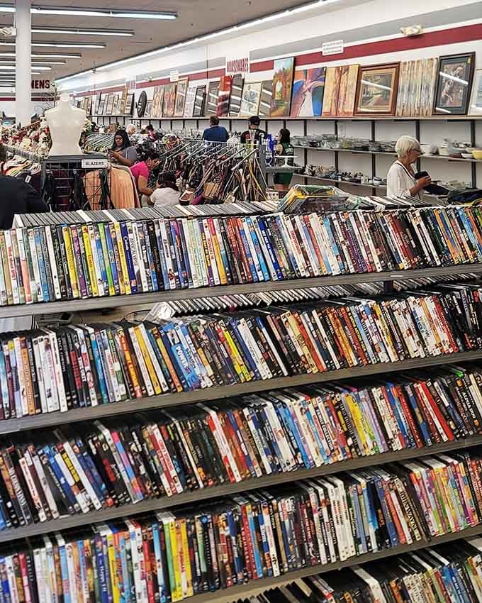 The DVD collection spans generations of entertainment, from classic films to forgotten TV shows you thought existed only in memory.