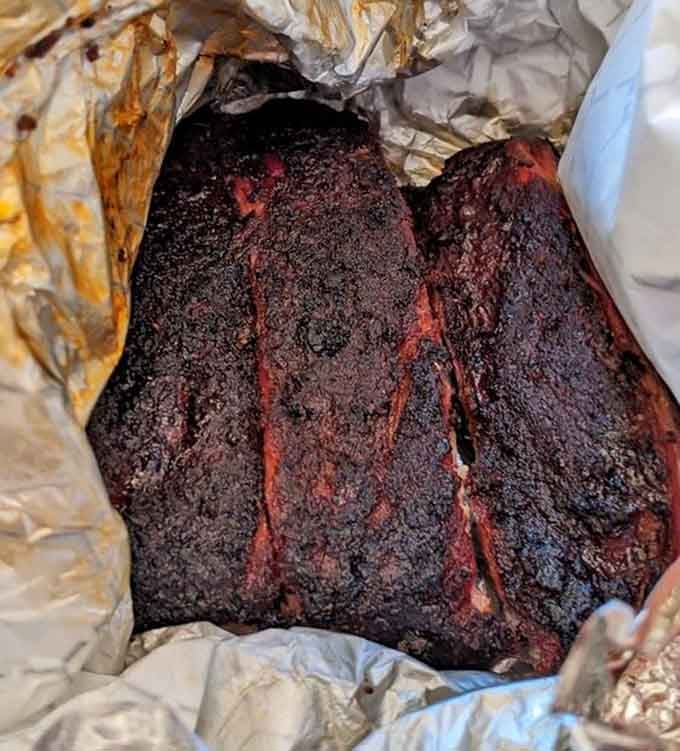 Beef ribs wrapped in foil like precious cargo, which is exactly what they are to anyone who loves meat.