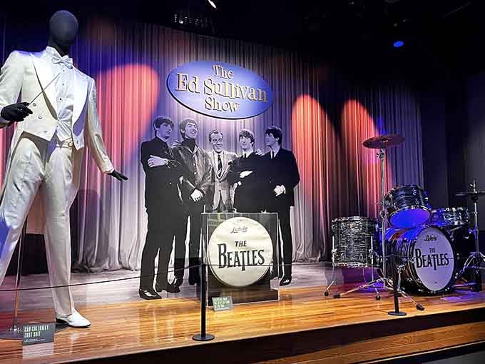 The Fab Four frozen in their Ed Sullivan moment, proving some performances never get old, unlike our knees.