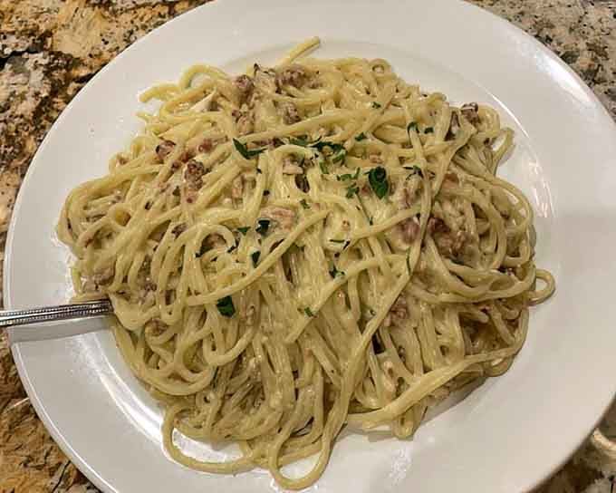 Spaghetti carbonara so creamy and bacon-studded, you'll want to write it a thank-you note afterward.