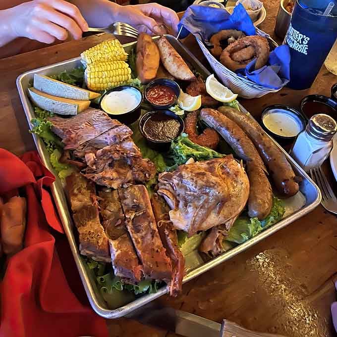 This isn't just dinner and a show; it's a full-on meat extravaganza served on a tray of glory.