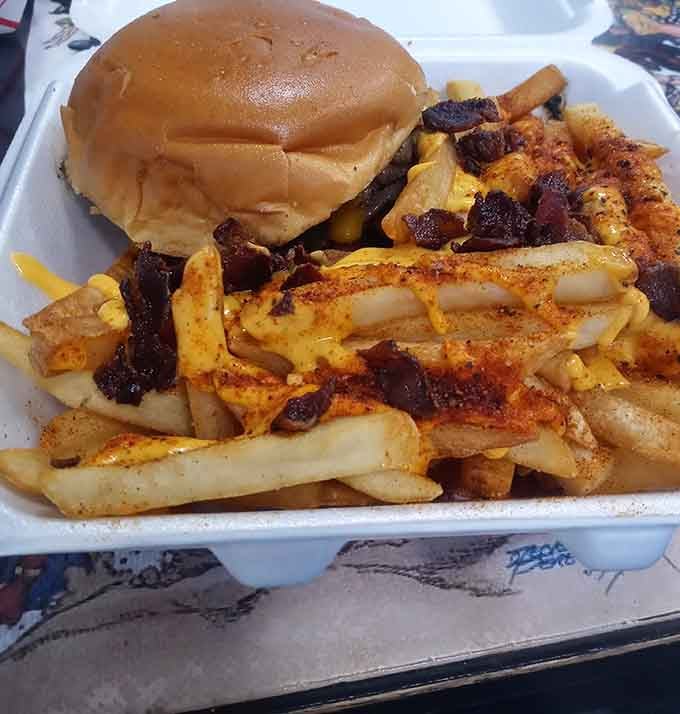 Cheese fries loaded with bacon bits prove that some food combinations were simply meant to be together forever.
