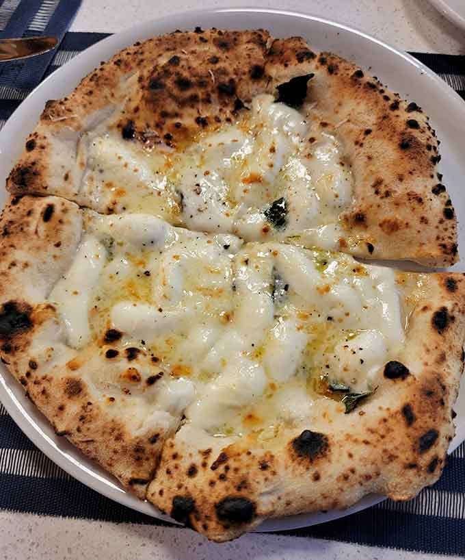When cheese becomes art: this white pizza proves simplicity can be absolutely stunning on a plate.