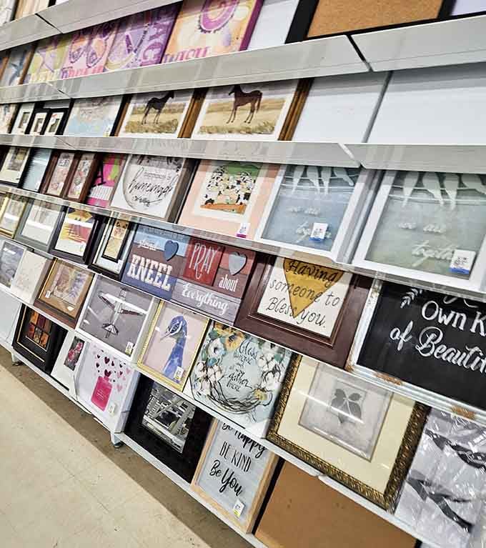 Gallery-worthy frames waiting for your family photos, because even thrift stores understand the importance of presentation.