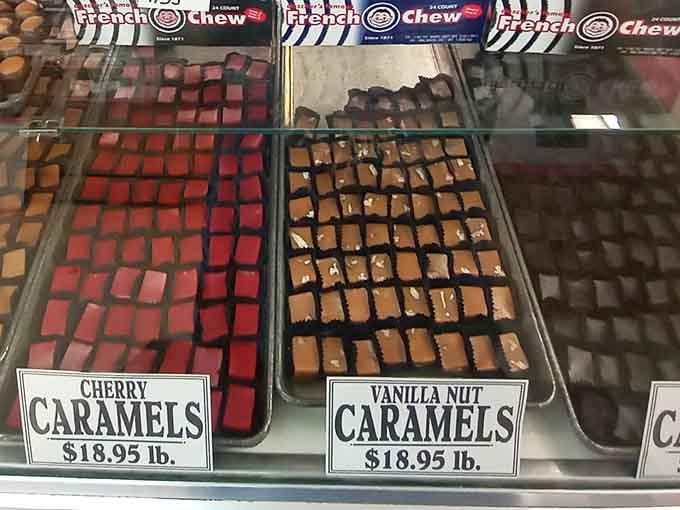 Cherry and vanilla caramels lined up like edible soldiers, ready to stick to your teeth in the best way.