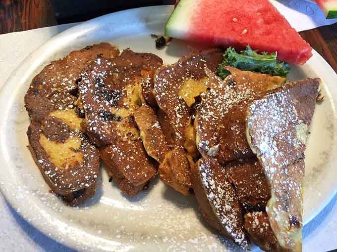 French toast dusted with powdered sugar and paired with perfectly cooked bacon – breakfast doesn't get more classic than this.