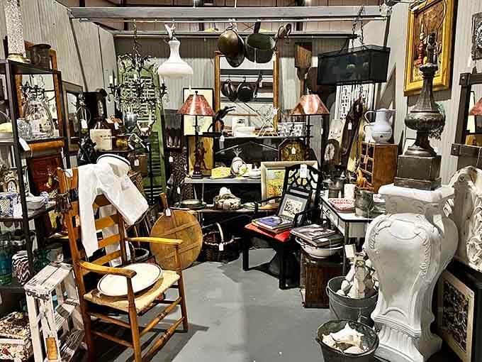 This eclectic furniture collection looks like every interesting relative's attic merged into one glorious space.