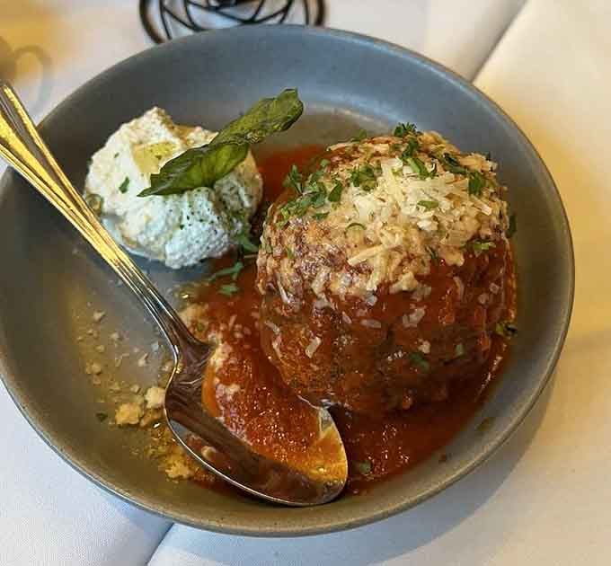 This isn't just any meatball, it's the kind that makes you understand why it earned "famous" status.
