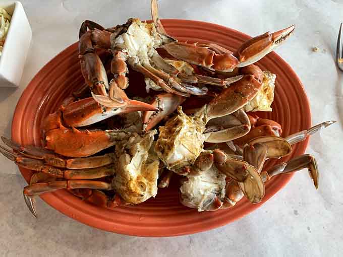 This platter of steamed crabs on terracotta proves that sometimes the best presentations are the simplest ones around.