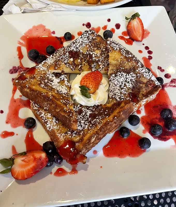 French toast so beautifully plated it deserves its own comic book origin story and maybe a cape.