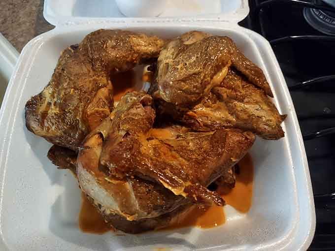 Smoked chicken that proves poultry can hold its own at a barbecue joint, even when surrounded by pork royalty.