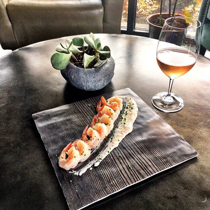 Perfectly cooked shrimp paired with wine is the kind of afternoon treat that makes you forget what day it is.