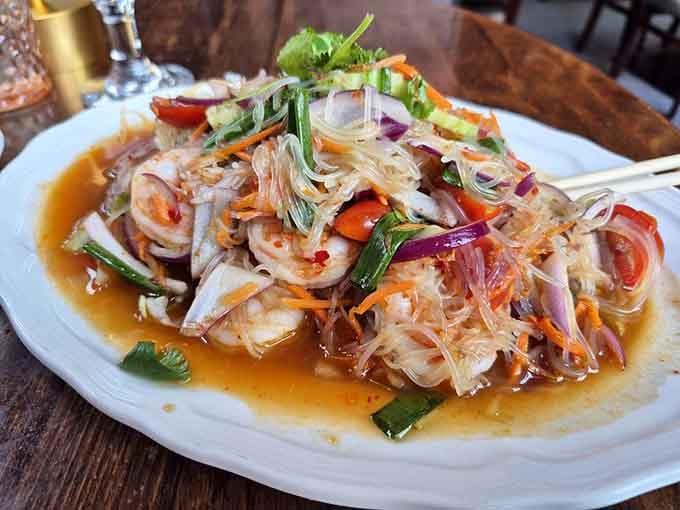 Silver noodle salad brings the heat and the sweet in one gorgeous, colorful plate of perfection.