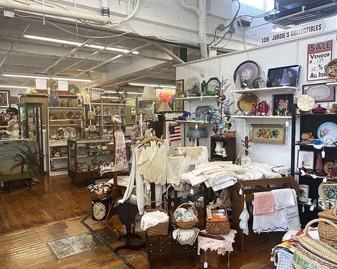 Every booth tells a different story, from delicate linens to collectibles that survived decades of spring cleaning.