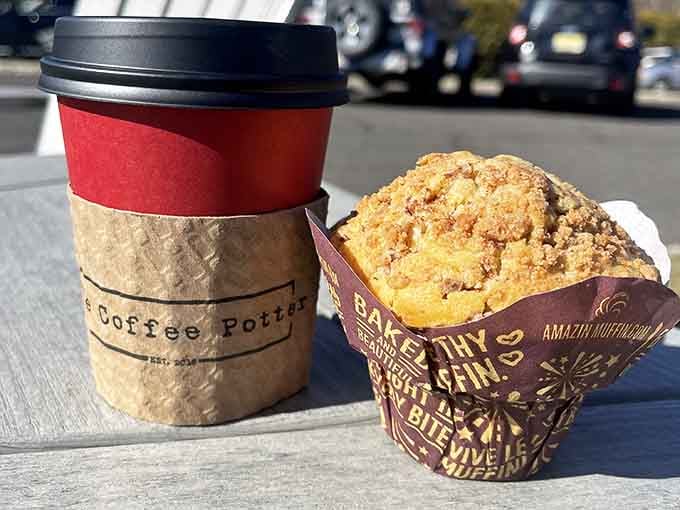That golden-topped muffin paired with coffee is basically the breakfast equivalent of a perfect handshake, firm and satisfying.