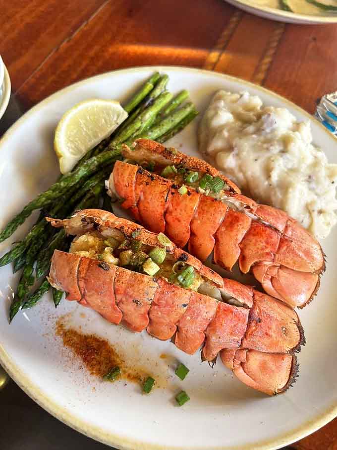 Lobster tails with mashed potatoes and asparagus &ndash; because some meals deserve their own standing ovation and Instagram moment.
