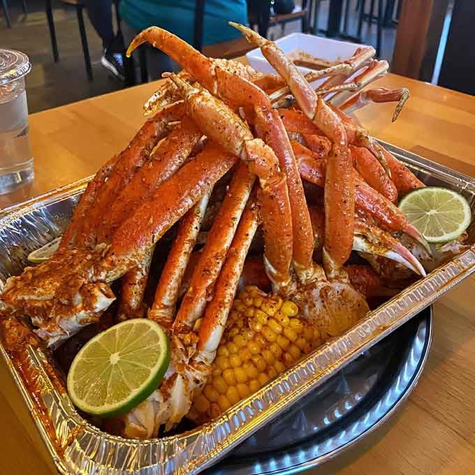 These crab legs tower like edible skyscrapers, each one packed with sweet meat that makes the cracking effort totally worthwhile.
