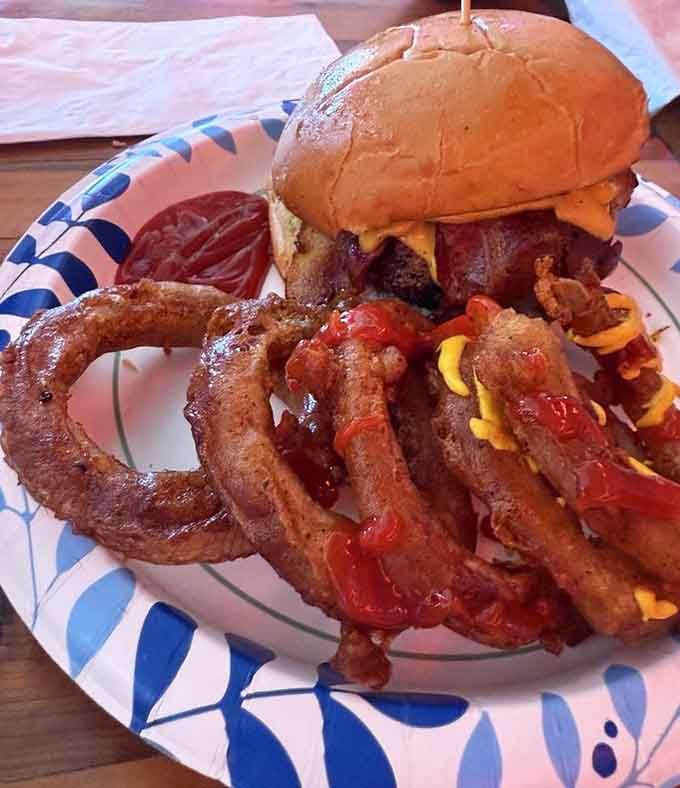 When your burger needs backup dancers made of onion rings, you know you're in for something special tonight.