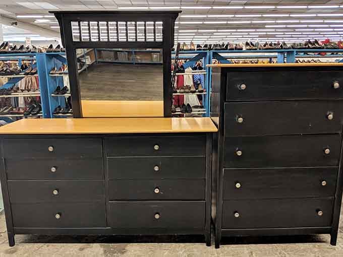 Solid wood furniture with good bones, ready to anchor your bedroom without emptying your retirement account completely.