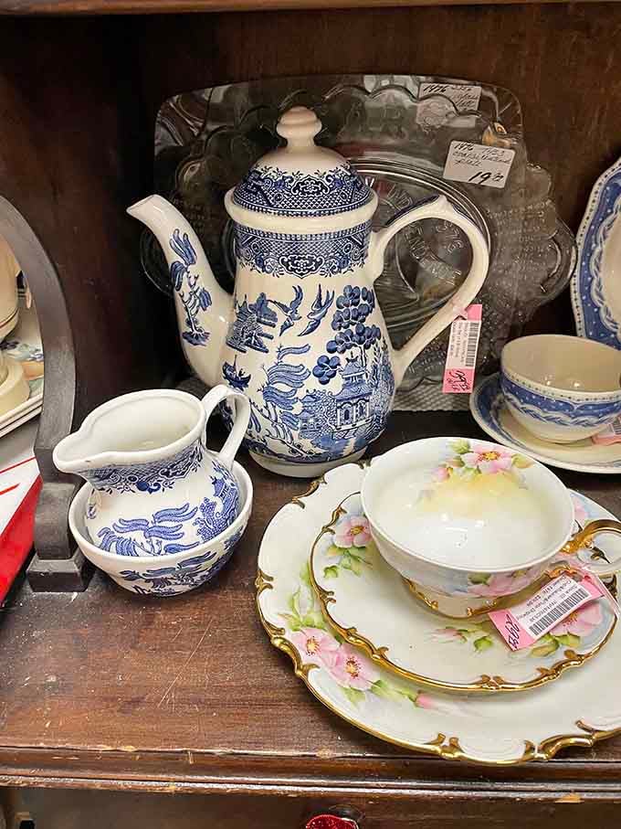 Delicate china that survived decades of family dinners is patiently waiting for its next chapter at your table.