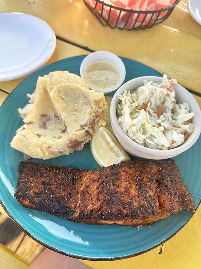 Blackened salmon meets beer-battered perfection on one plate, because choosing between options is highly overrated in Wisconsin.