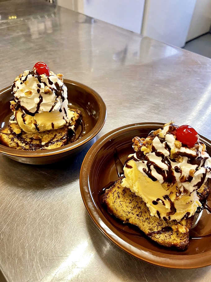 Banana bread sundaes that make dessert feel like the main event, complete with whipped cream and zero regrets whatsoever.