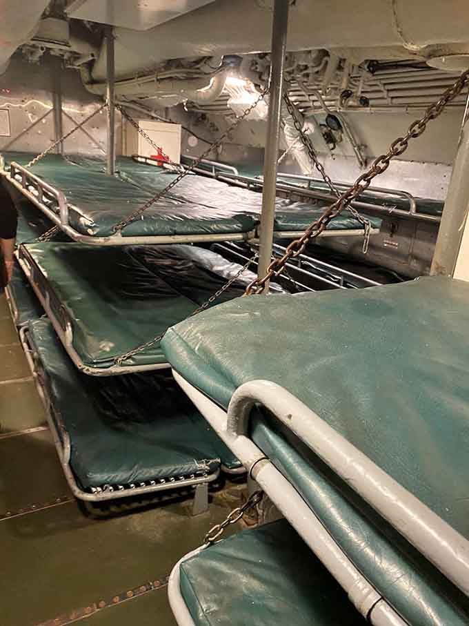 These stacked bunks make airplane seats look like luxury suites by comparison, honestly.