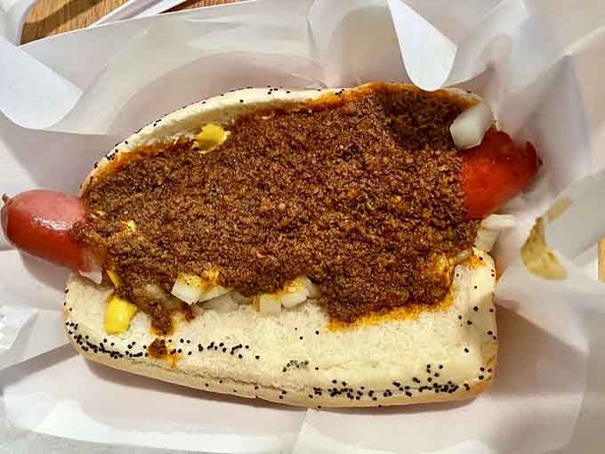 When chili meets hot dog under a blanket of cheese, beautiful things happen that defy simple description.