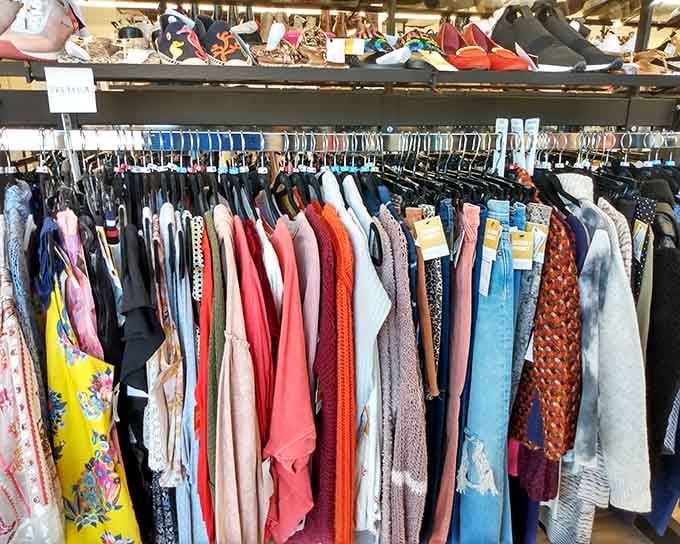 A rainbow of clothing options that proves secondhand doesn't mean second-rate, just smarter shopping with better stories.