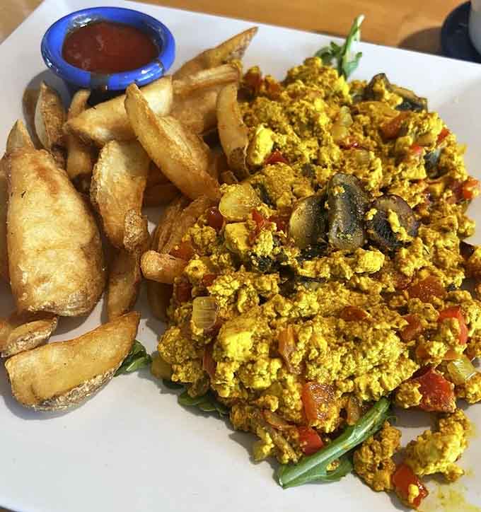 Even tofu gets the royal treatment here, scrambled with vibrant vegetables that'll make any breakfast lover swoon.