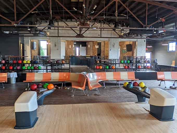 Retro seating that's seen more celebrations than a birthday cake factory, still ready for your victory dance.