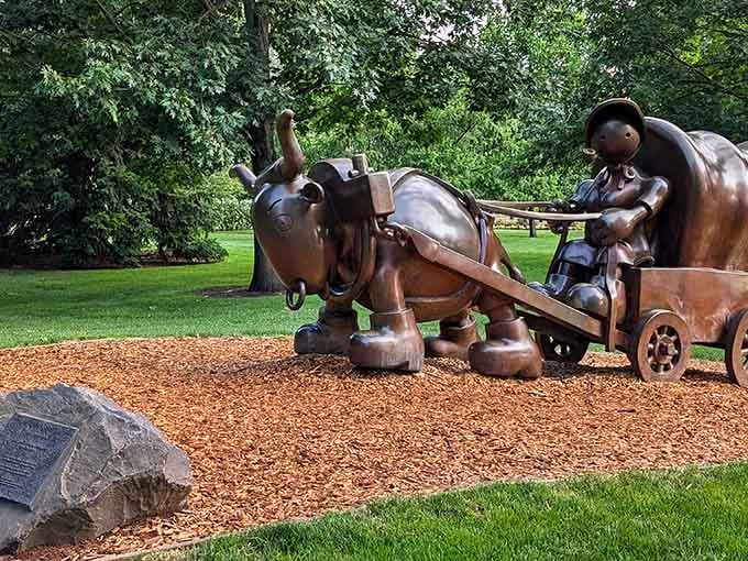 Pioneer Park's whimsical sculptures turn a simple playground into an adventure that delights kids and nostalgic adults alike.