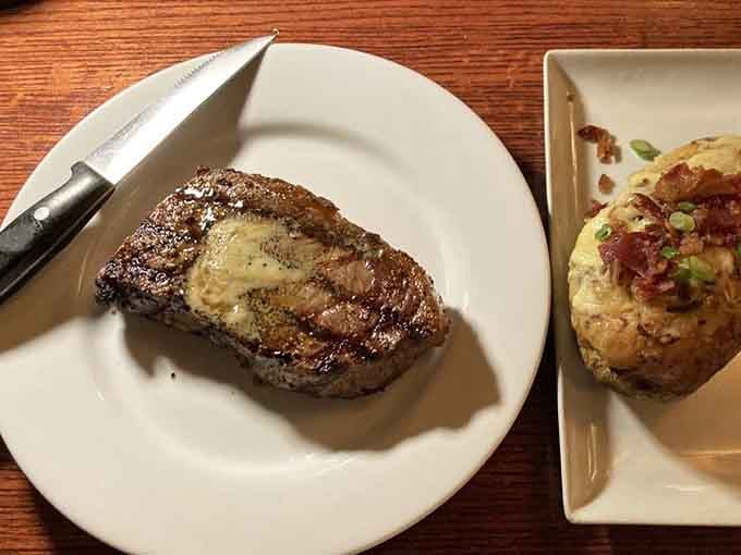 The Kansas City Strip: twelve ounces of beautifully marbled beef that knows exactly what it's doing.
