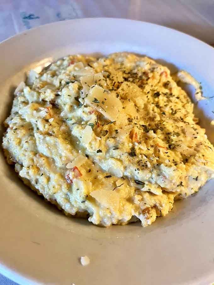 Mountain style shrimp and grits so creamy and perfectly seasoned, they'll make you forget you're on a mountaintop.