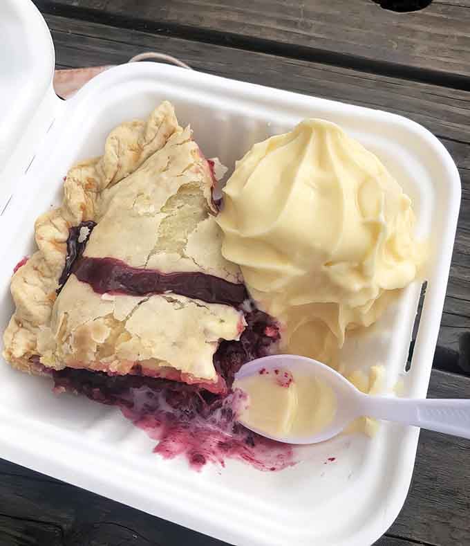 That generous slice with its cloud of ice cream is basically happiness you can eat with a fork.