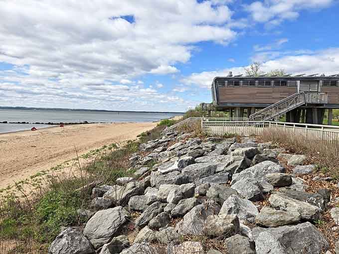 Rocky shorelines and modern facilities prove nature and civilization can actually get along when they try hard enough.