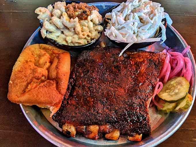 This rib platter showcases the kind of bark and color that makes barbecue enthusiasts weak in the knees.