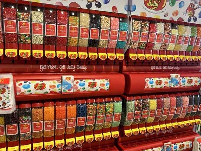 A Jelly Belly wall that would make even the most disciplined adult abandon all pretense of self-control immediately.